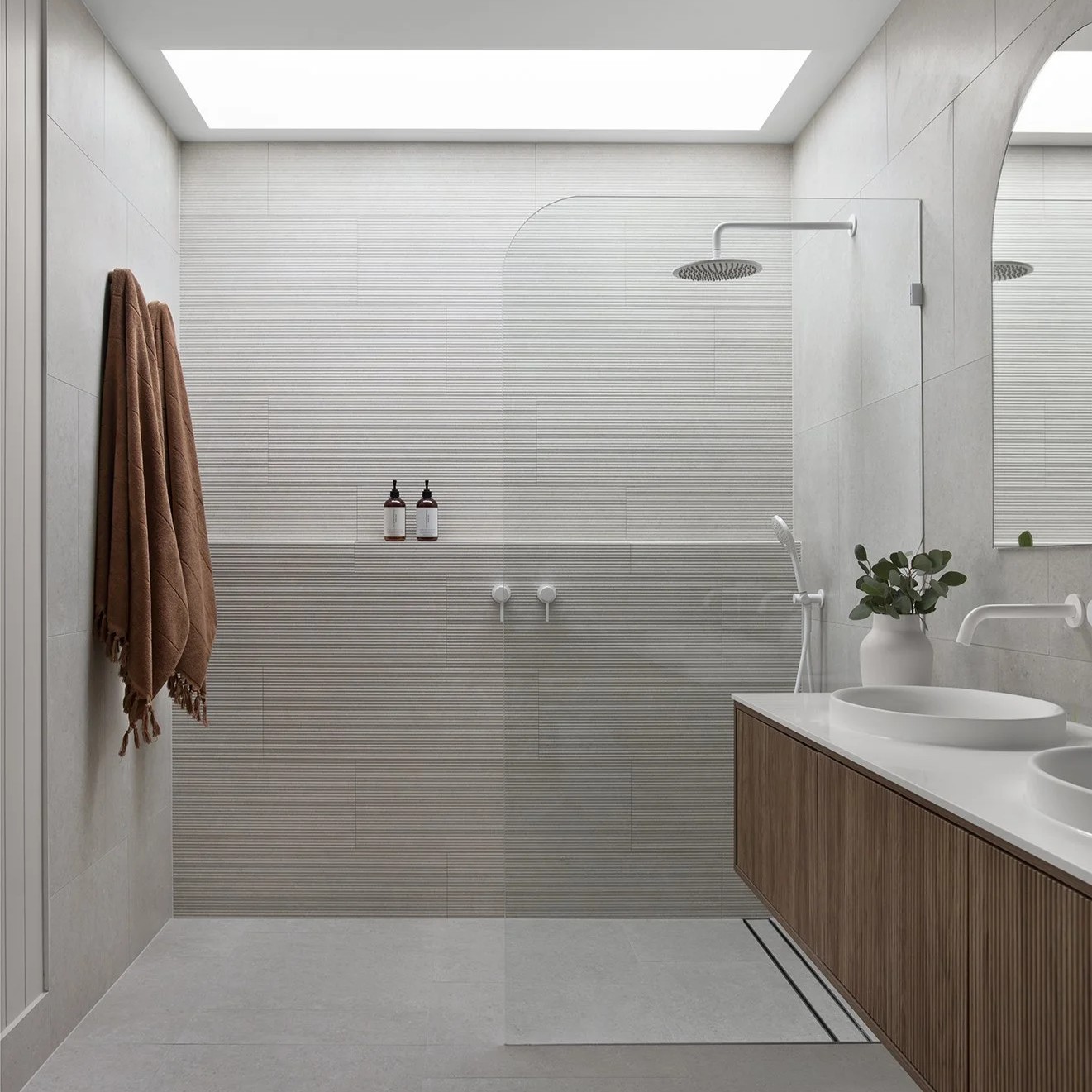 Frameless Direct - Radius Corner Shower Fixed Panel, H:2100mm W:900mm ...